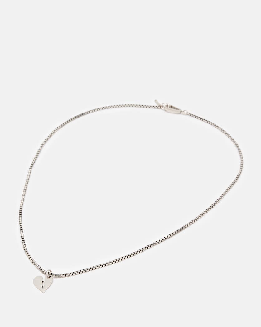 Split Heart Sterling Silver Necklace WARM SILVER | ALLSAINTS